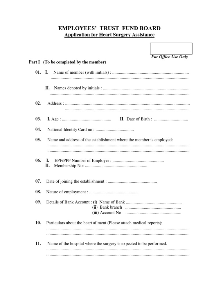 Heart Surgery Assistance Application Form | PDF
