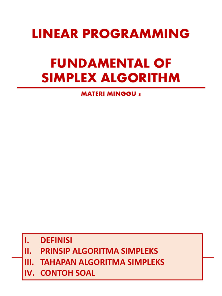 Materi Minggu 2 Dasar Dasar Simpleks Pdf