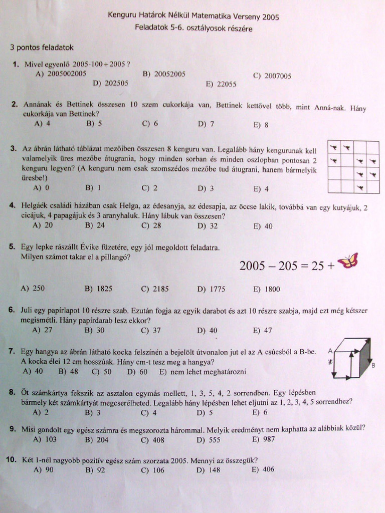 Kenguru - 5-6 Osztály - 2005 | PDF