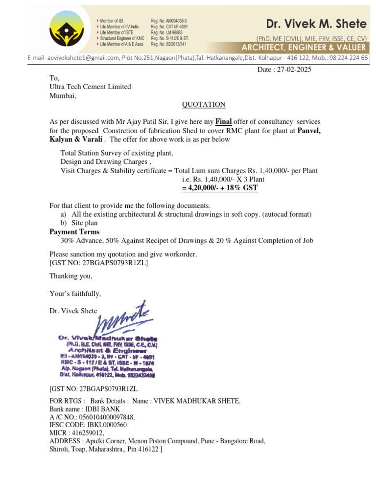 ULTRATECH -REV01- Quotation | PDF