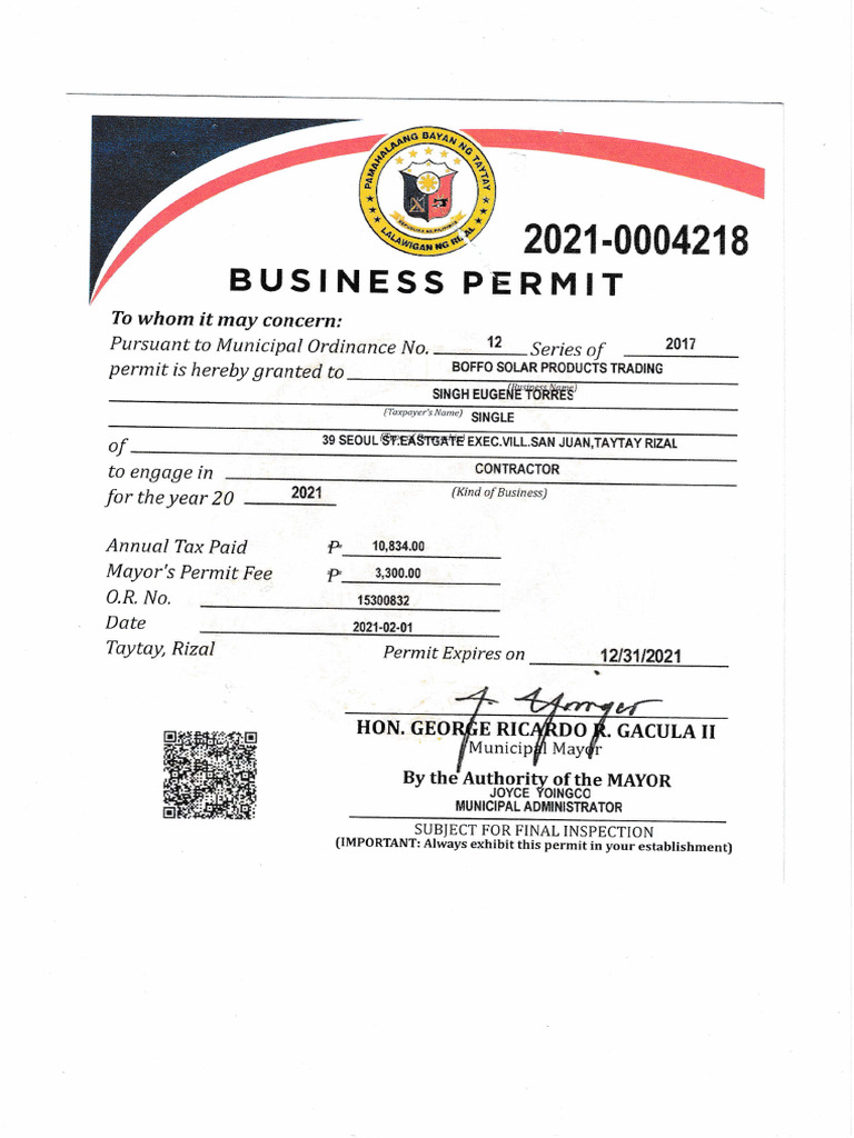 Bus. Permit | PDF