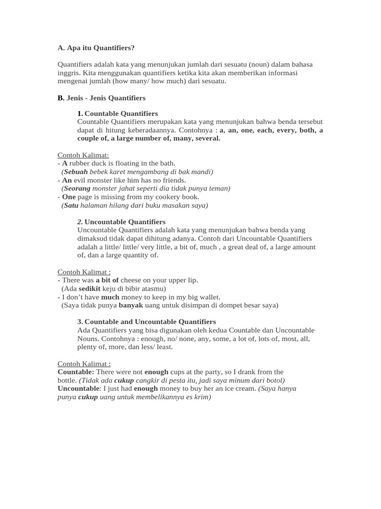 Panduan Quantifiers dalam Bahasa Inggris | PDF