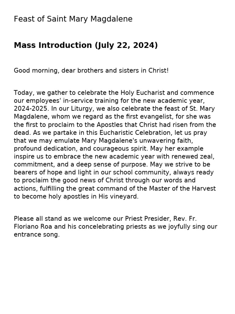 Feast of Saint Mary Magdalene Readings | PDF | Jesus | Mary Magdalene