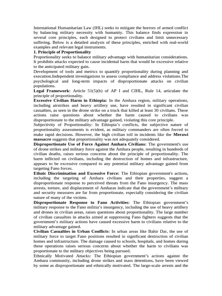 Proportionality and Distinction in IHL | PDF | Civilian | International ...