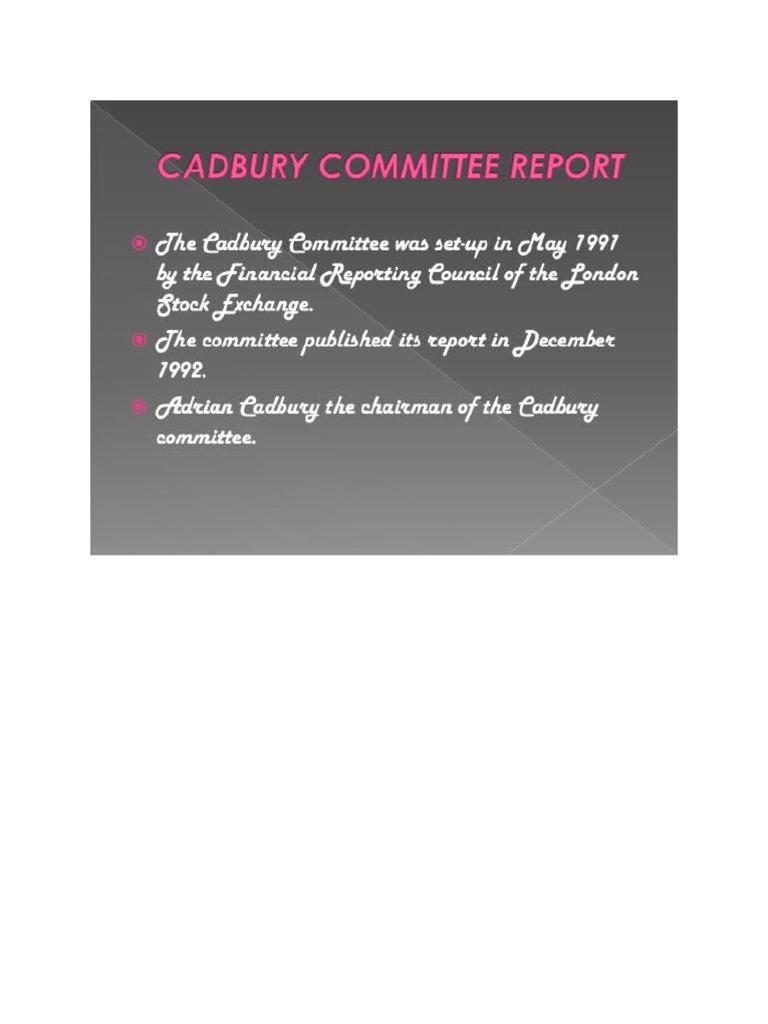 Cadbury Report: Best Practices Code | PDF