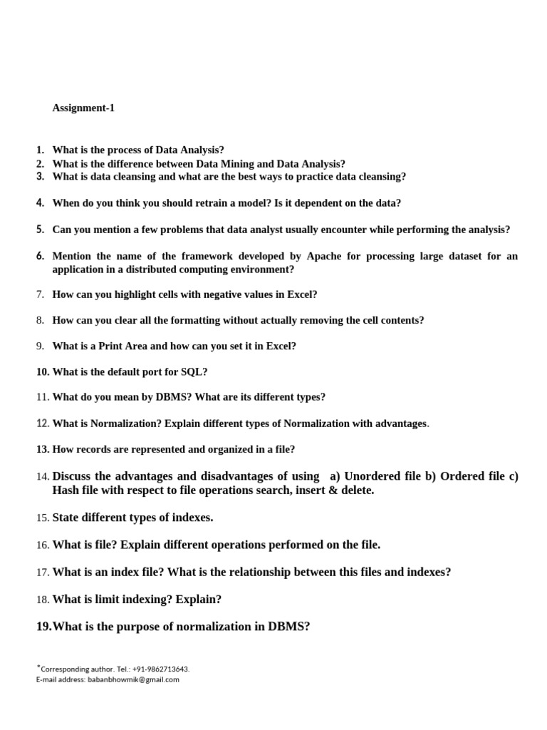 Data Analysis and Information Management - Questions | PDF | Databases ...