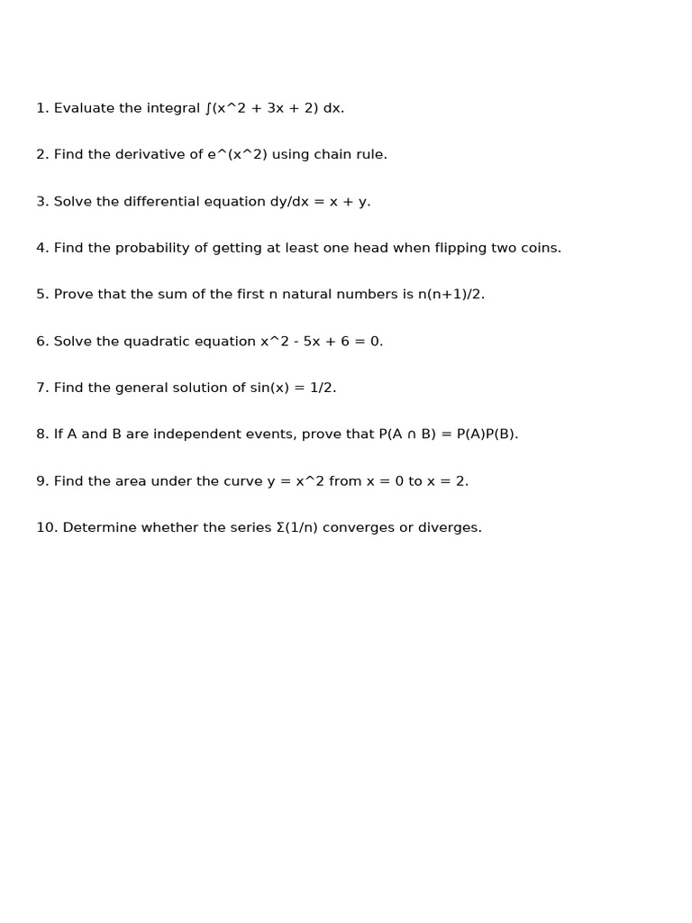Maths Best 10 Questions | PDF