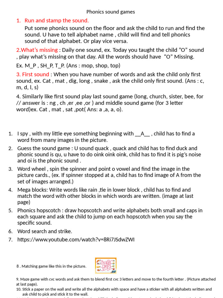 Games For Phonics Sound | PDF | Phonics | Alphabet