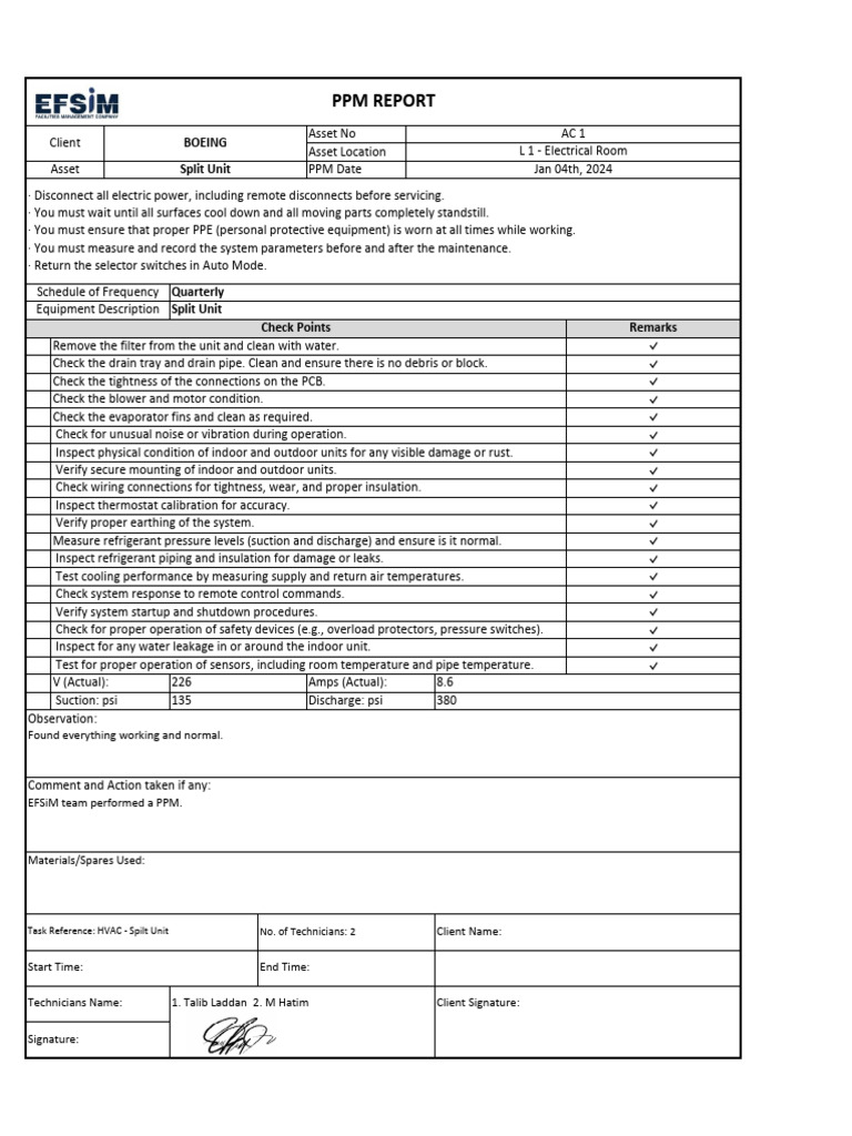 Boeing - PPM Report - AC 1 - Jan 04th. 2025 | PDF | Equipment | Electrical Engineering
