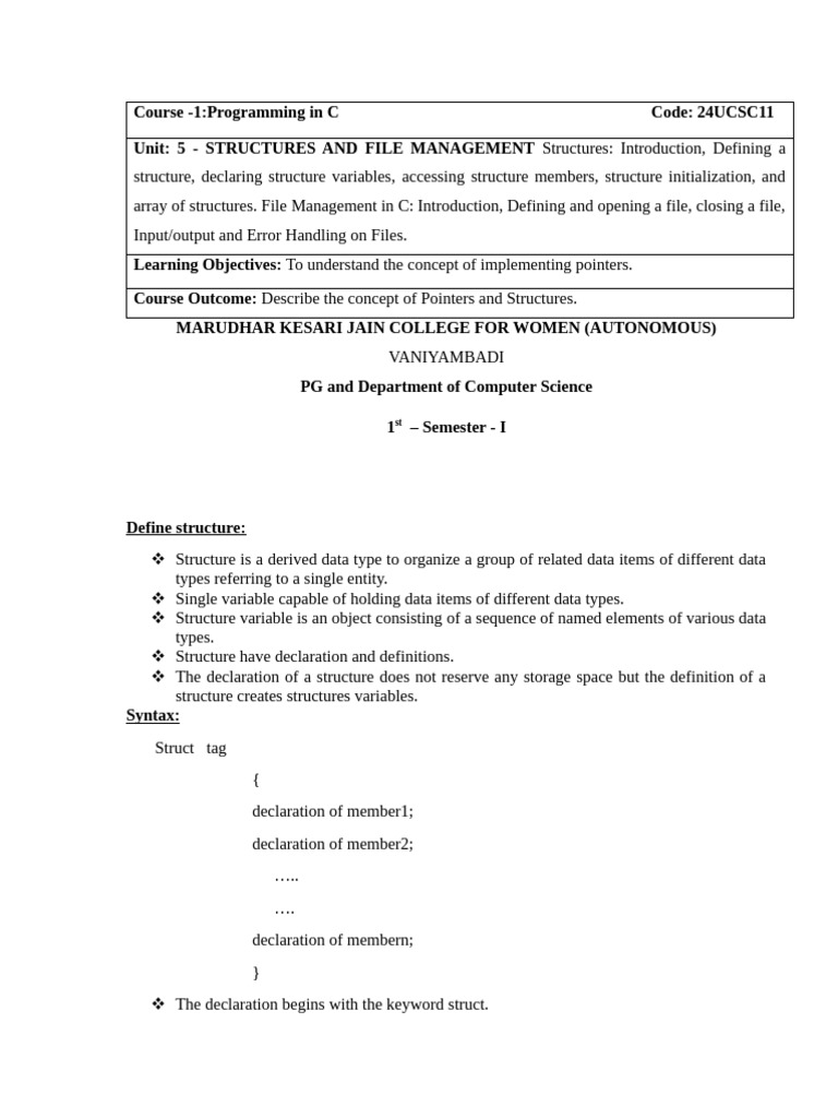 Unit 5 Programming In C Pdf Pointer Computer Programming Computer Programming 0311