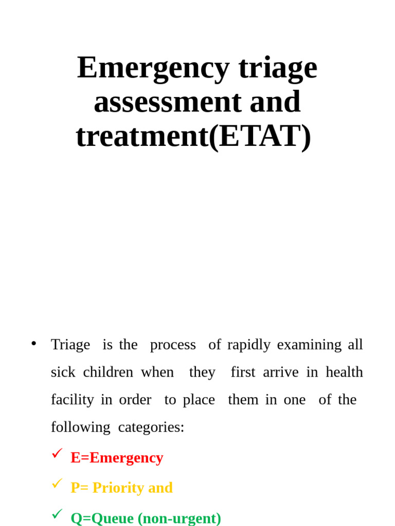 Emergency Triage Assessment and Treatment (ETAT) | PDF ...