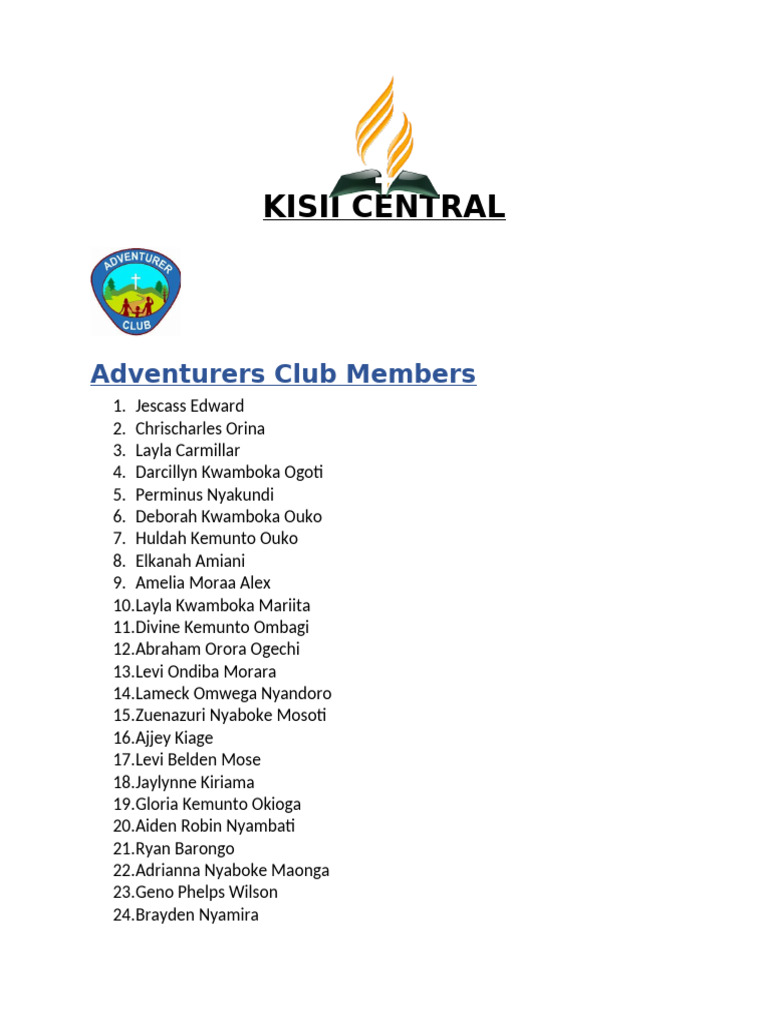 KCC Adventurers Club Members | PDF
