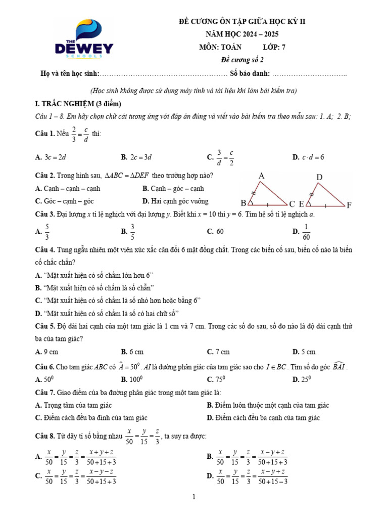 G7 - DC2 - Giua HK2 | PDF