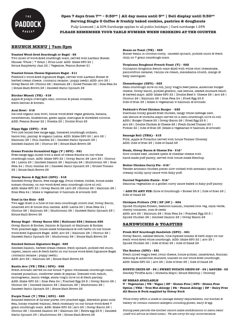 Paddock Food+menu+ (A4) REV18+ (27+NOV+2024) +PDF+ | PDF | Salad | Foods