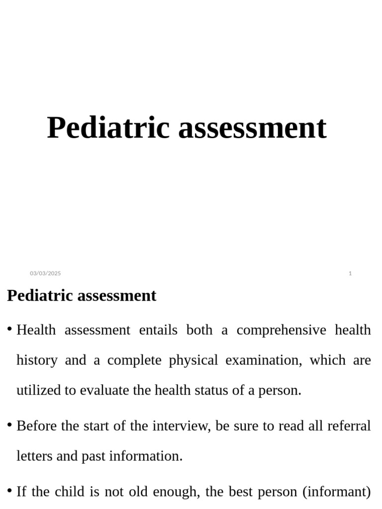 Pediatric Health Assessment Guide | PDF | Medical Specialties