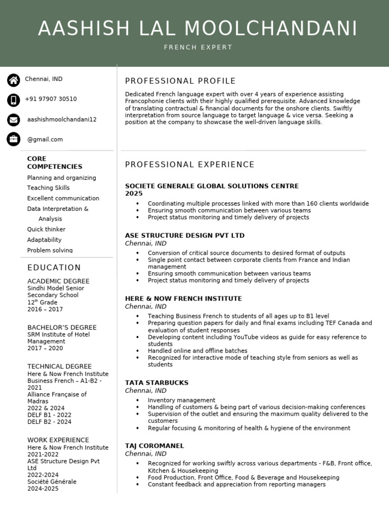 Aashish Lal Moolchandani - Newly Updated Cv | PDF