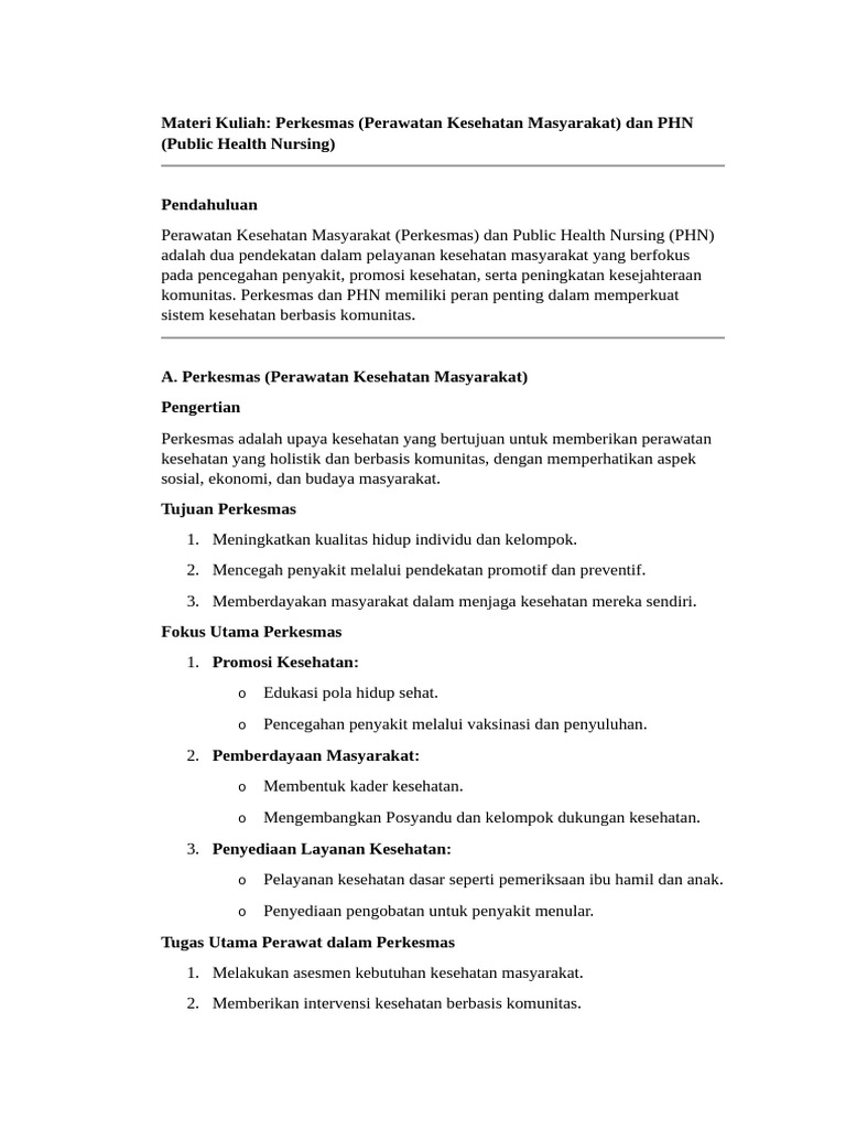 Perkesmas Dan PHN | PDF