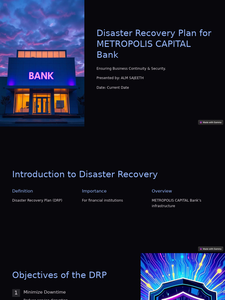 Disaster Recovery Plan for Metropolis Bank | PDF