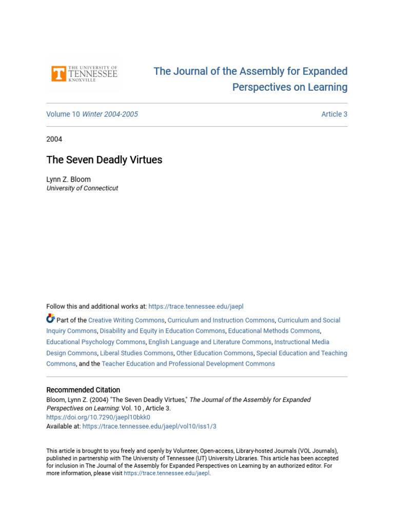 The Seven Deadly Virtues | PDF | Rationality | Writers