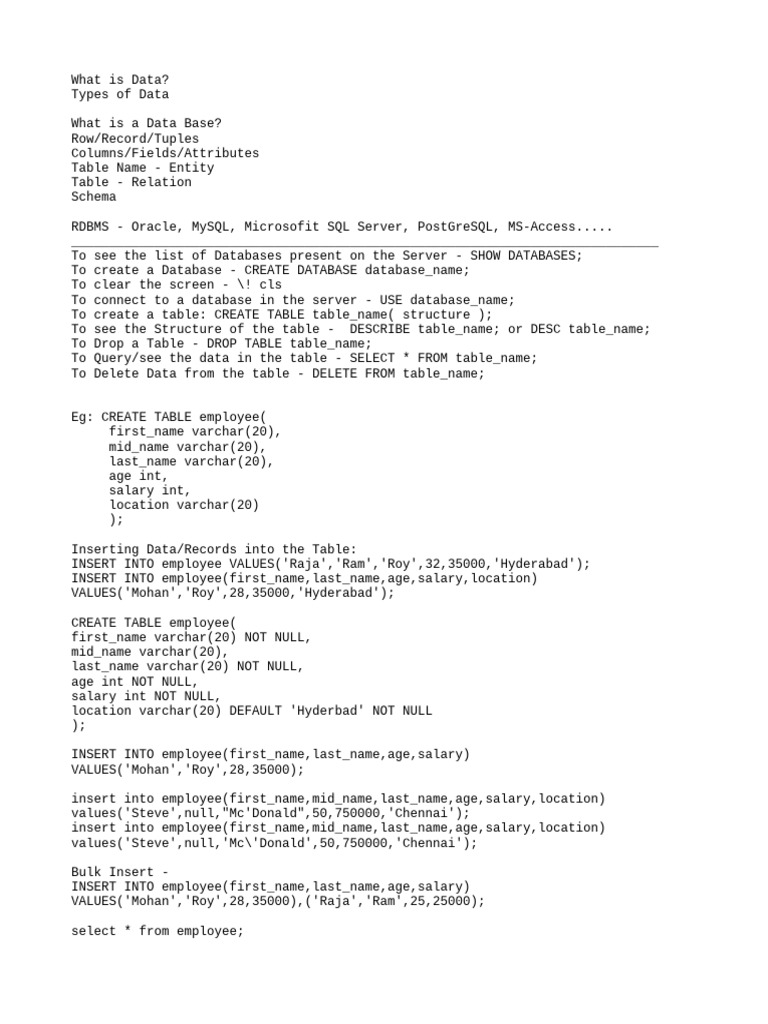 Day 2 - SQL Commands | PDF