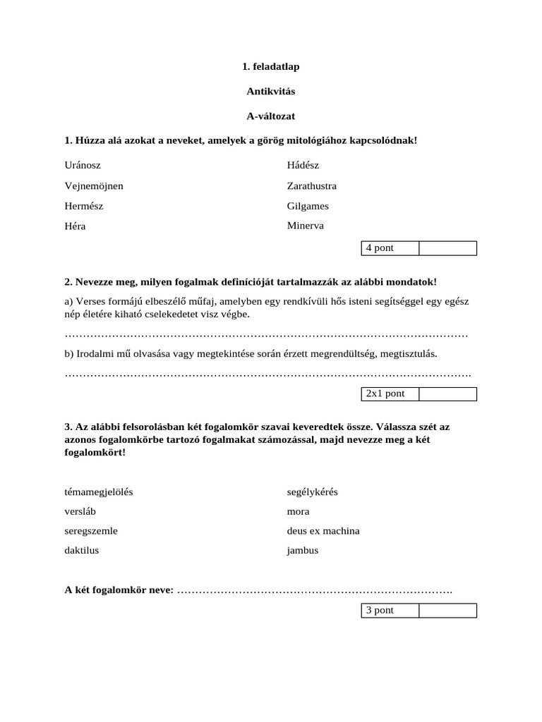 1. feladatlap_antikvitás_A-B | PDF