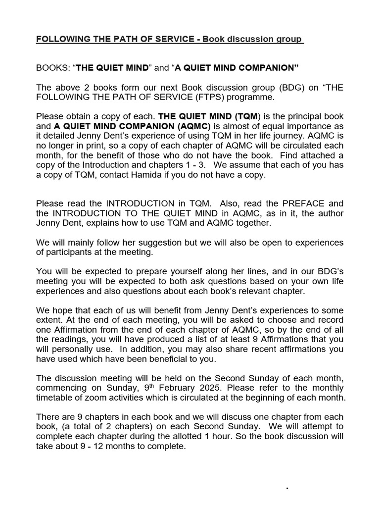 Book Discussion Group - Guidelines | PDF