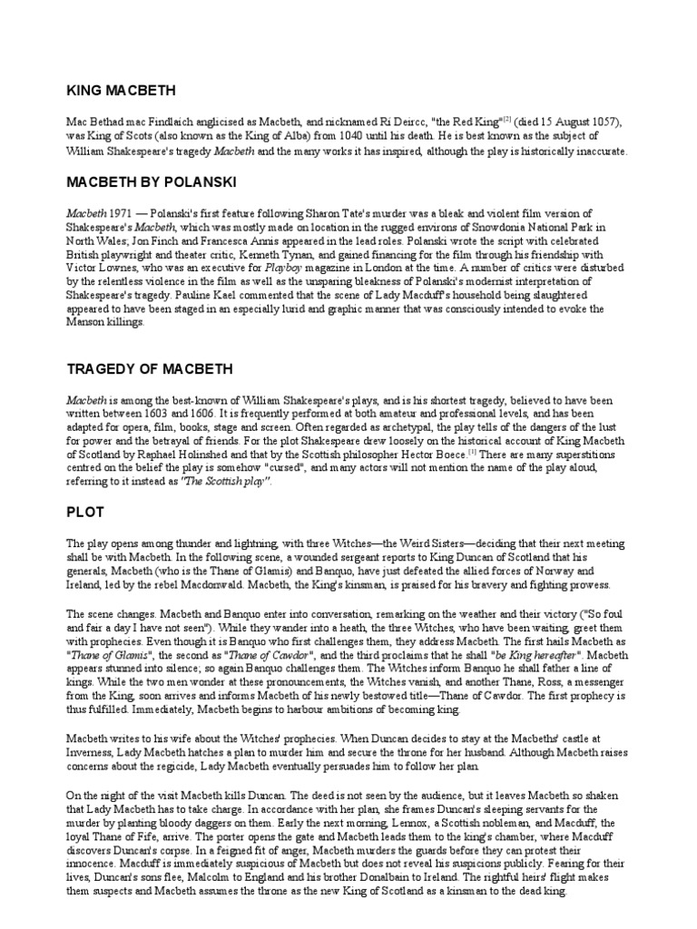 Shakespeare's Macbeth | Macbeth | Tragedy Plays
