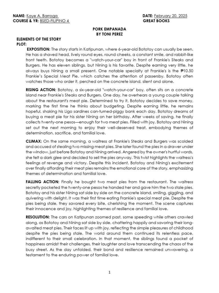 Barroga Kaye Pork Empanada | PDF | Narrative