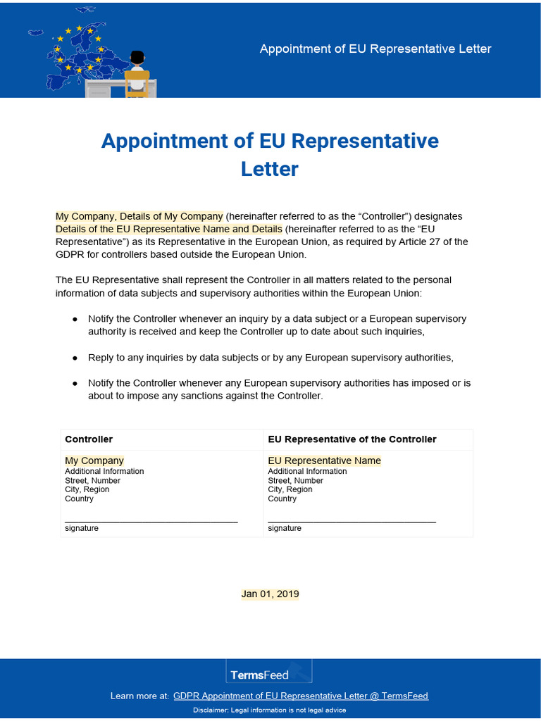 EU Representative Appointment Letter | PDF
