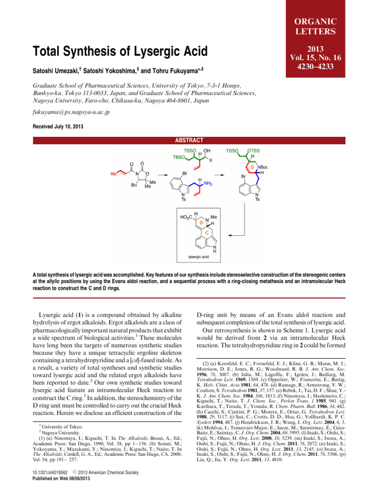 21113515-Total Synthesis of Lysergic Acid | PDF | Alkene | Chemical ...