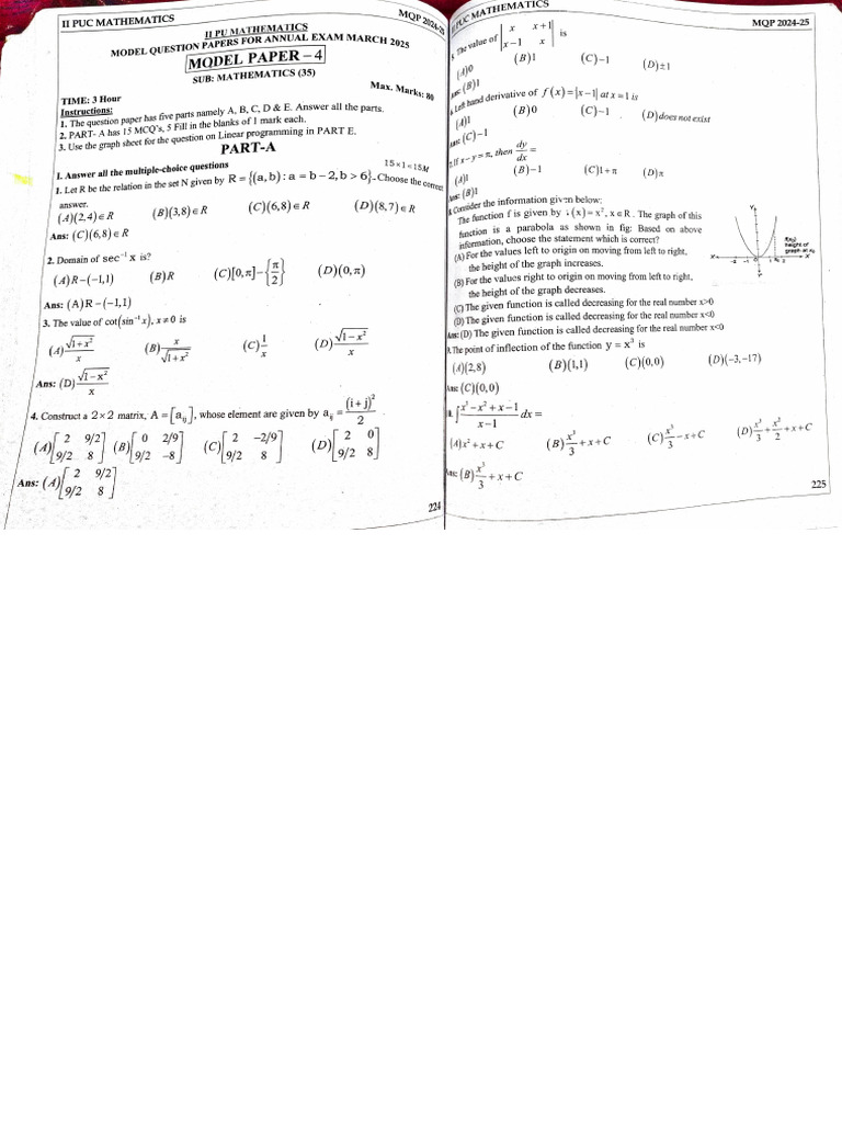 Maths Model Question Papers | PDF
