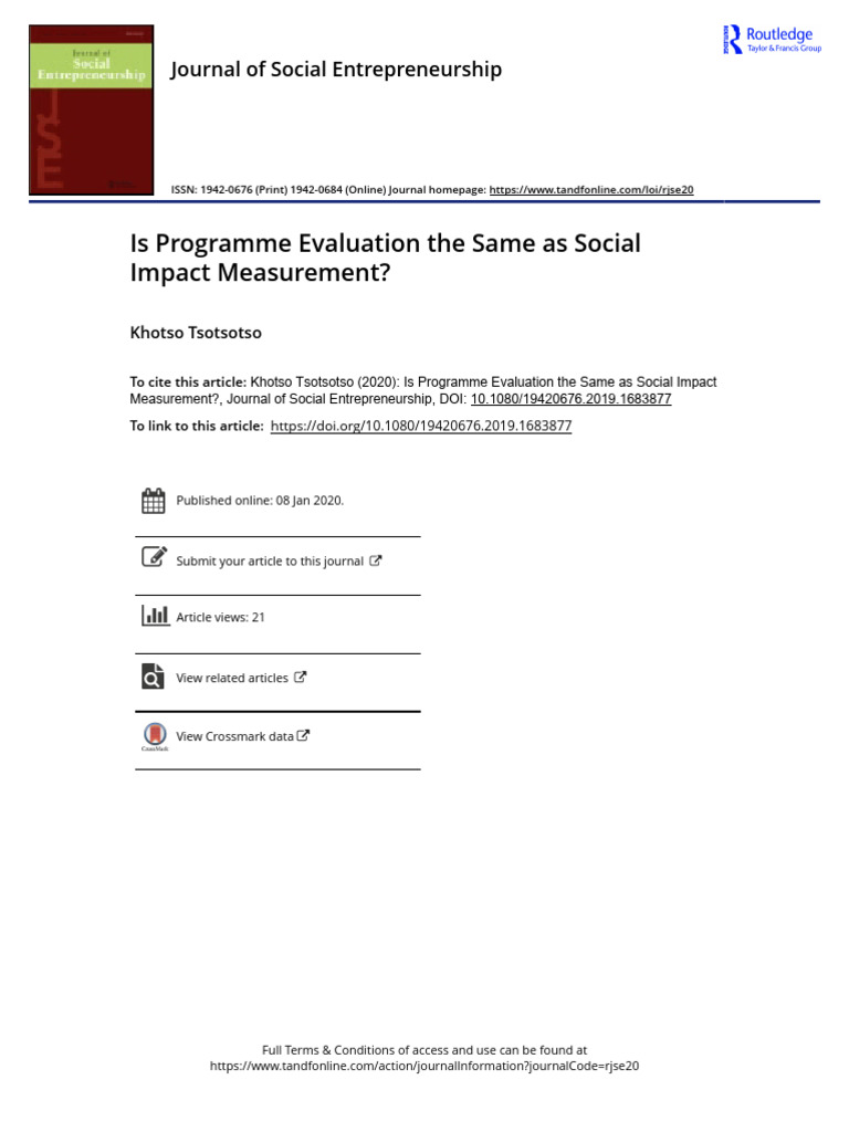 Is Programme Evaluation The Same As Social Impact Measurement | PDF | Program Evaluation ...