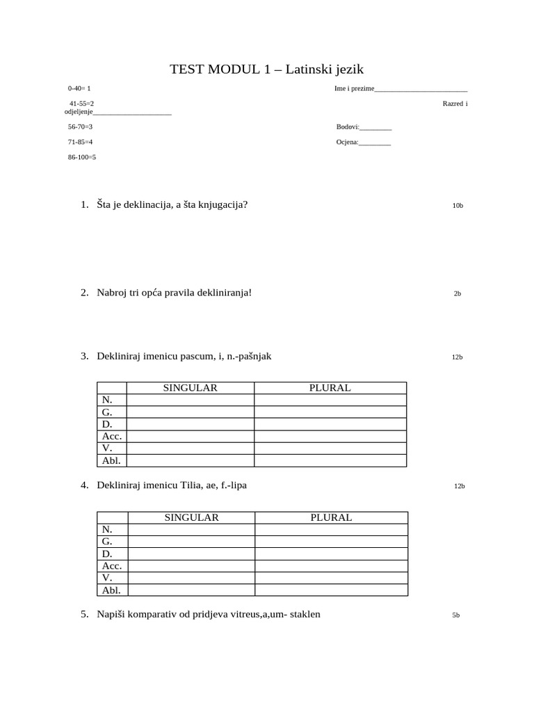 Test Modul 1 Latinski Jezik Pdf
