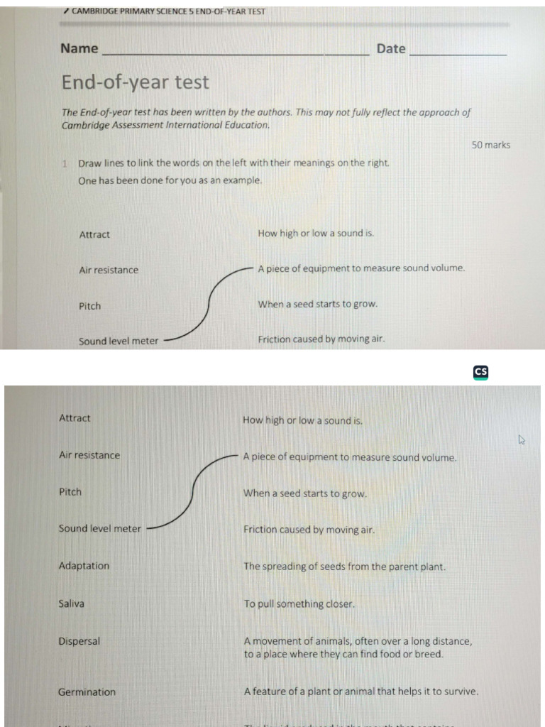 Science Year End Test | PDF