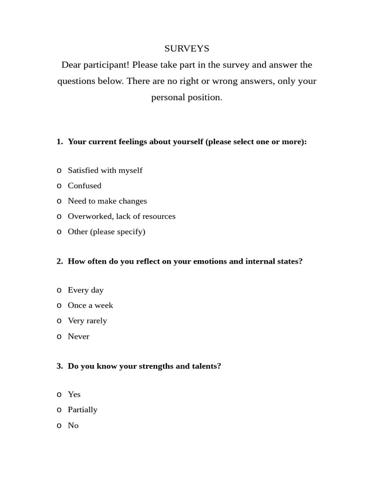 Pre-training questionnaire | PDF