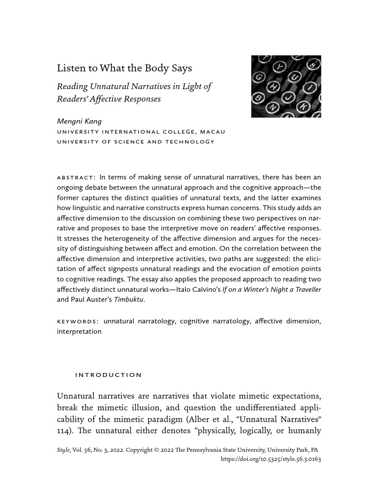 Publication "Listen To What The Body Says" | PDF | Affect (Psychology ...