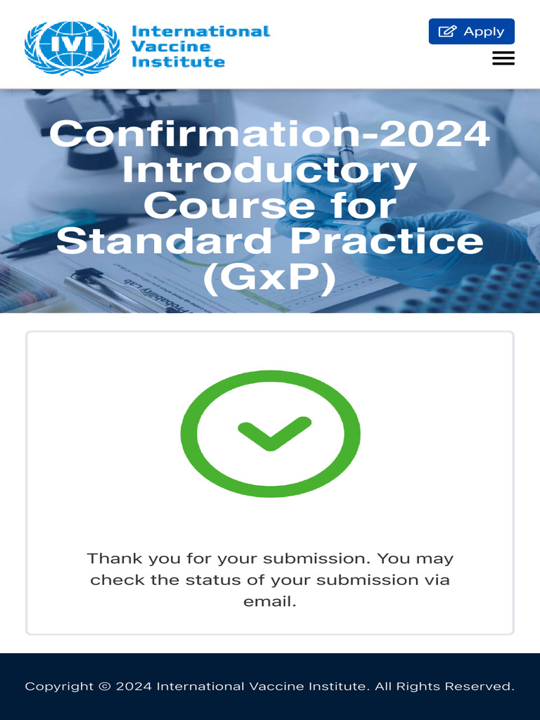 Confirmation-2024 Introductory Course For Standard Practice (GXP) - GTH ...