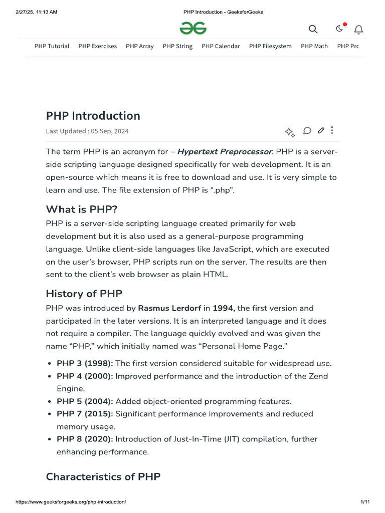 01-PHP Introduction | PDF