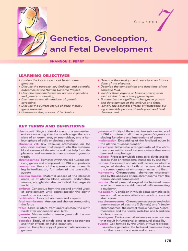 Genetics, Conception, and Fetal Development: Learning Objectives | PDF ...