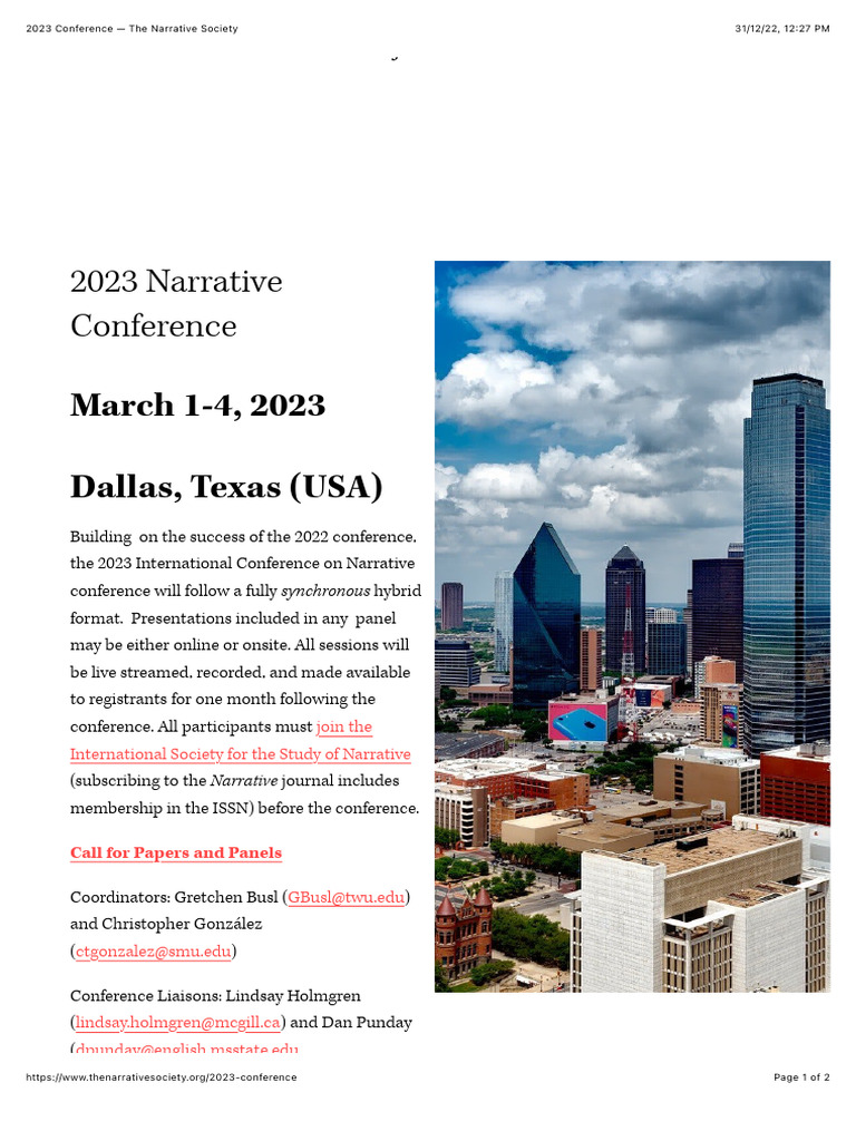 2023 Narrative Conference Details | PDF