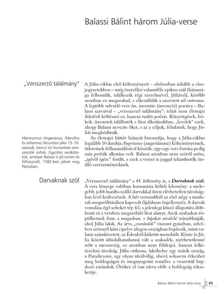 Balassi Júlia Versei | PDF