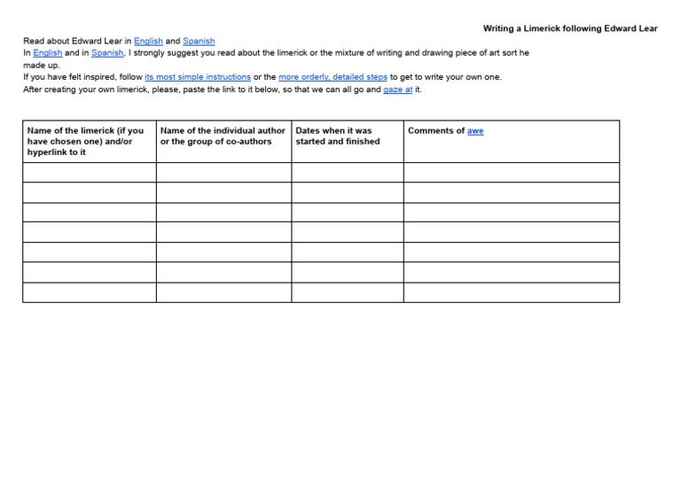 How to Write a Limerick Like Lear | PDF