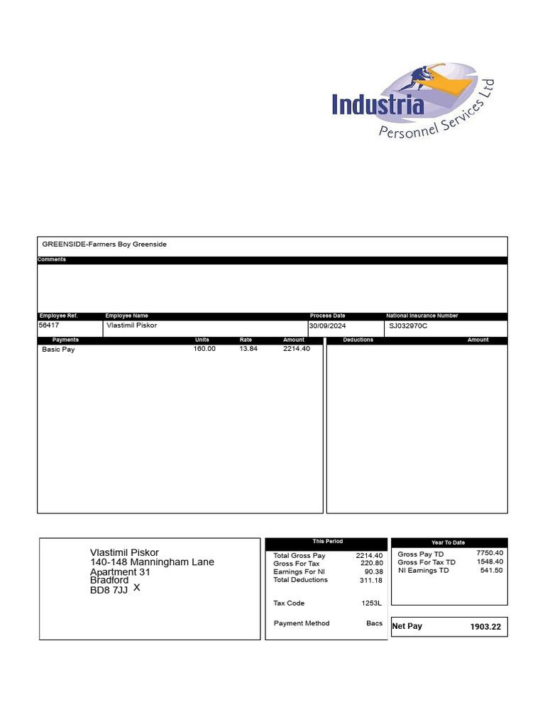 Employee Payslip Summary 2024 | PDF
