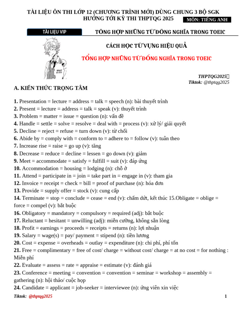T NG H P T Đ NG Nghĩa Trong TOEIC @Thptqg2025 | PDF