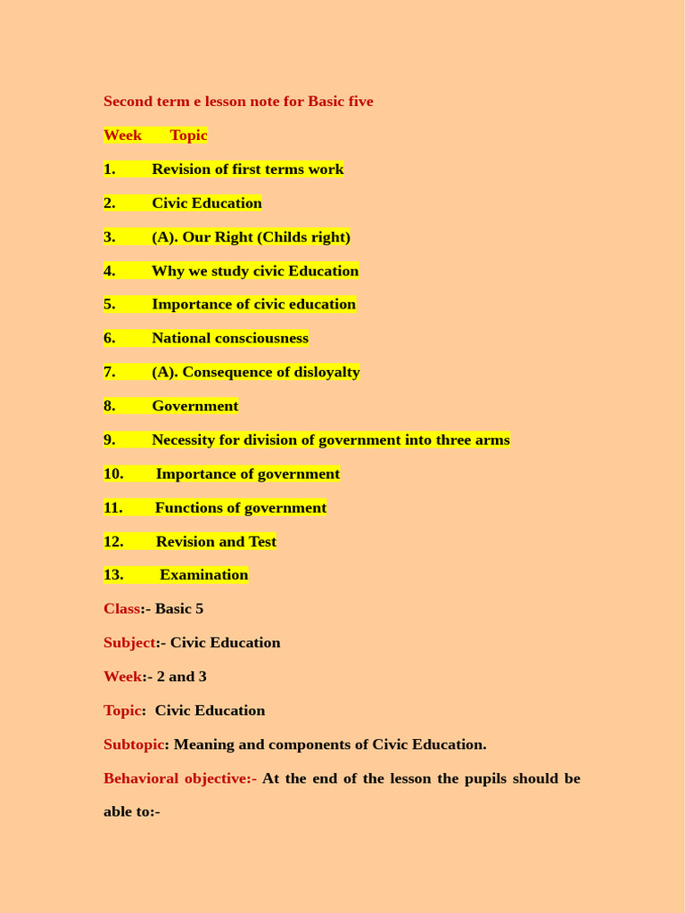 Components of Civic Education for P5 | PDF | Federal Government Of The ...
