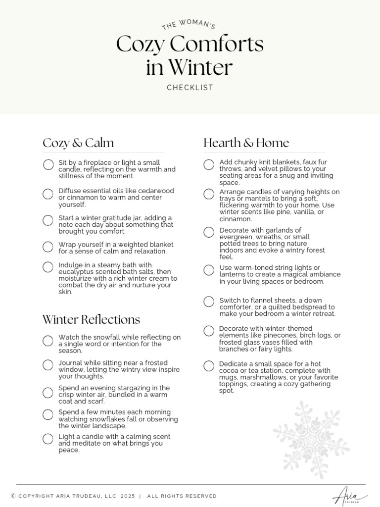 Winter Cozy Comfort List | PDF | Soup | Food And Drink Preparation