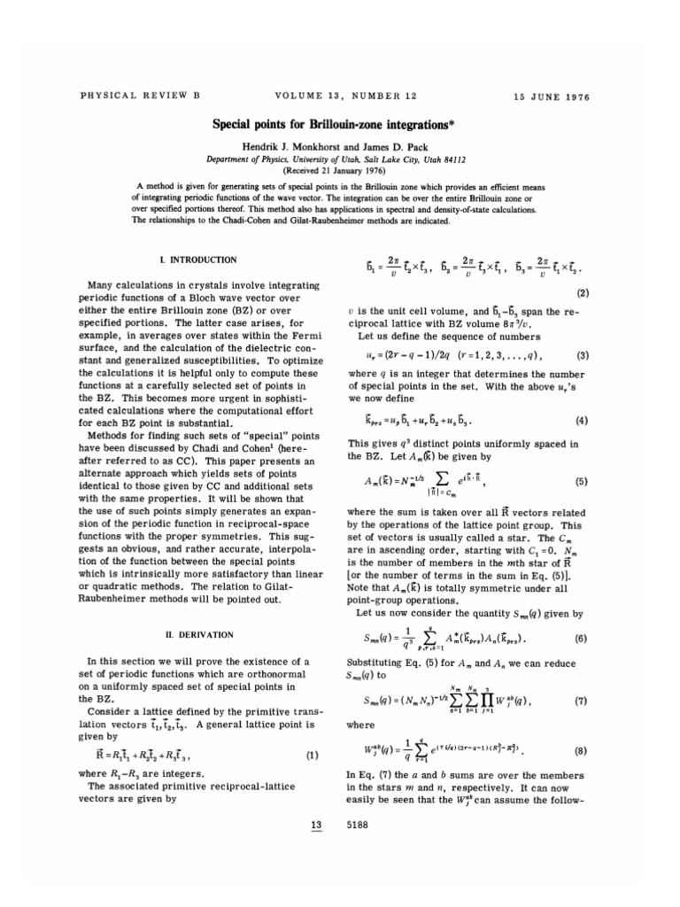 Monkhorst Pack | PDF