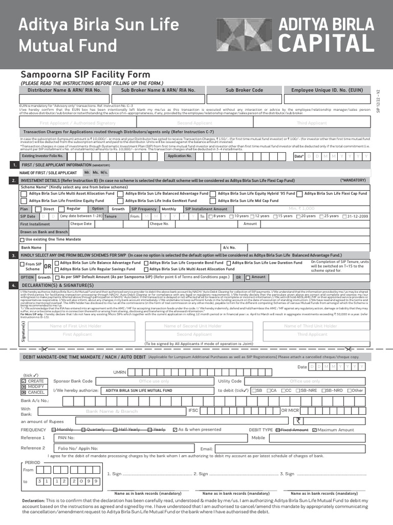 Sampoorna Sip Application Form 061123 | PDF | Banks | Cheque