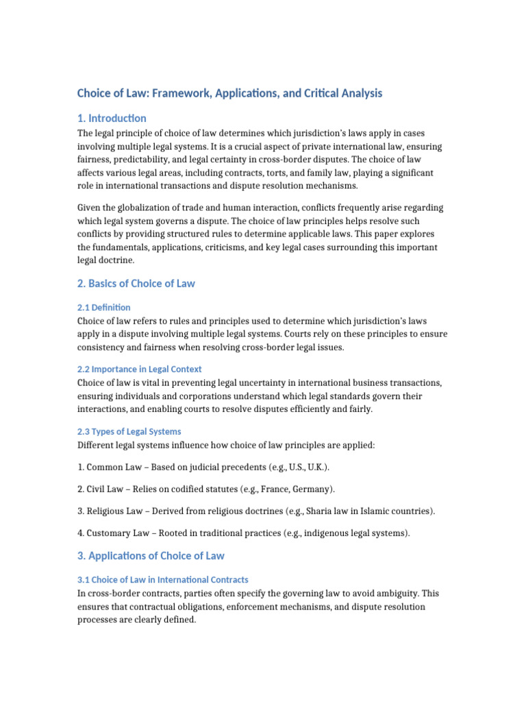 Final Choice of Law Document | PDF | Choice Of Law | Arbitration