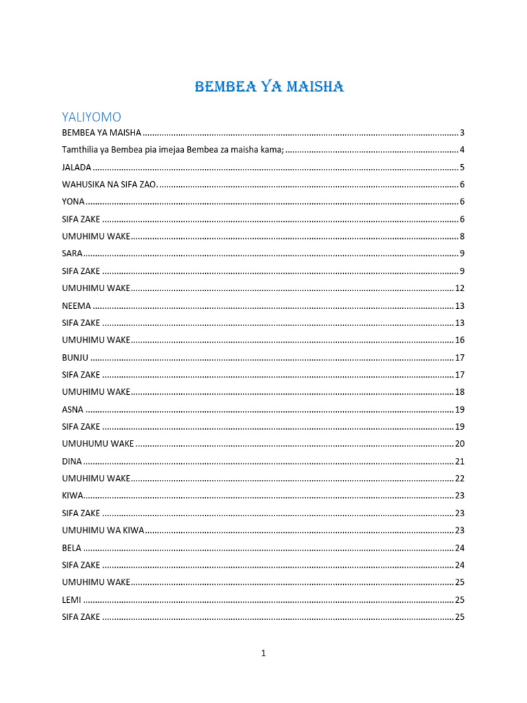 Bembea Ya Maisha. | PDF